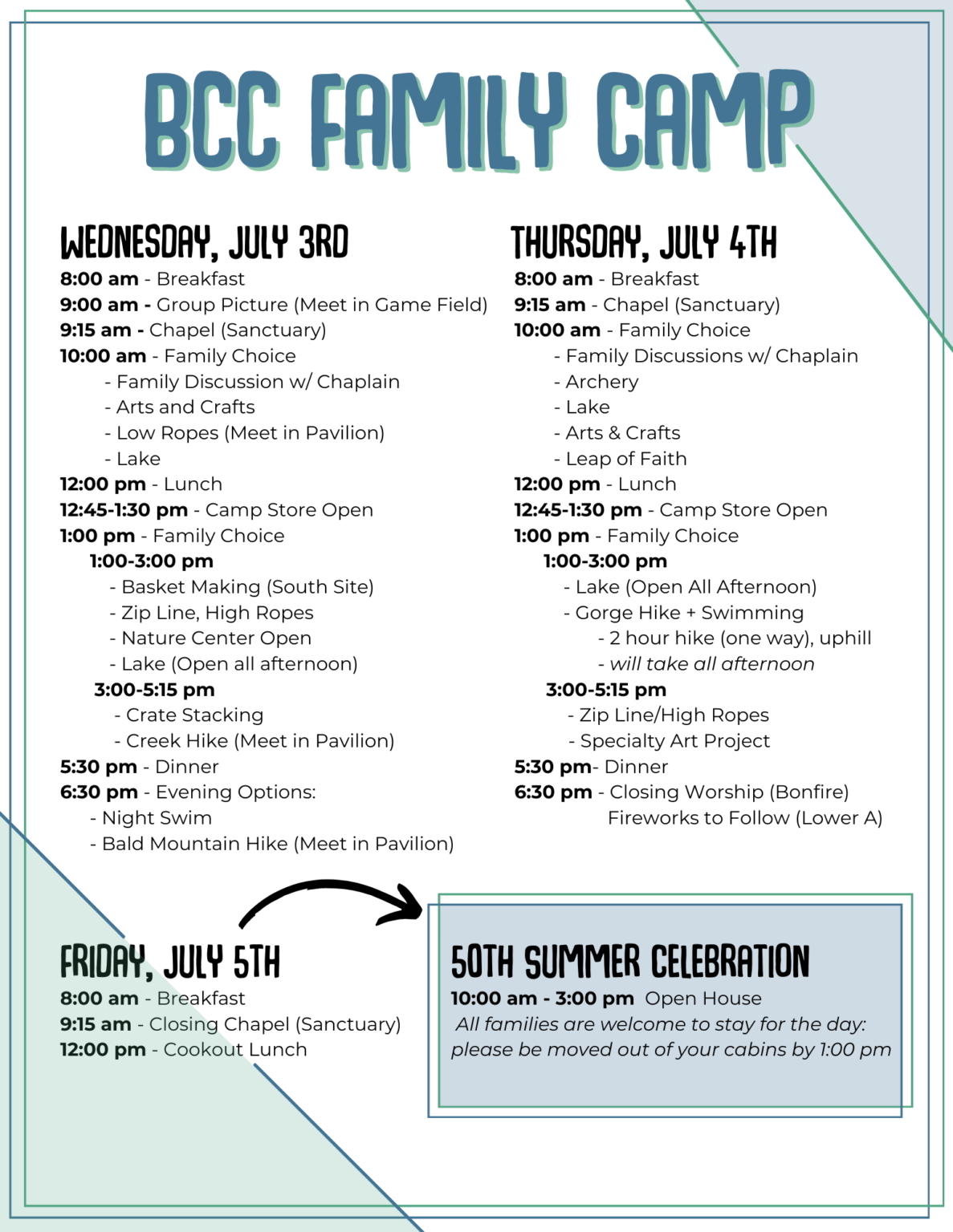 Summer Family Camp – Bear Creek Camp